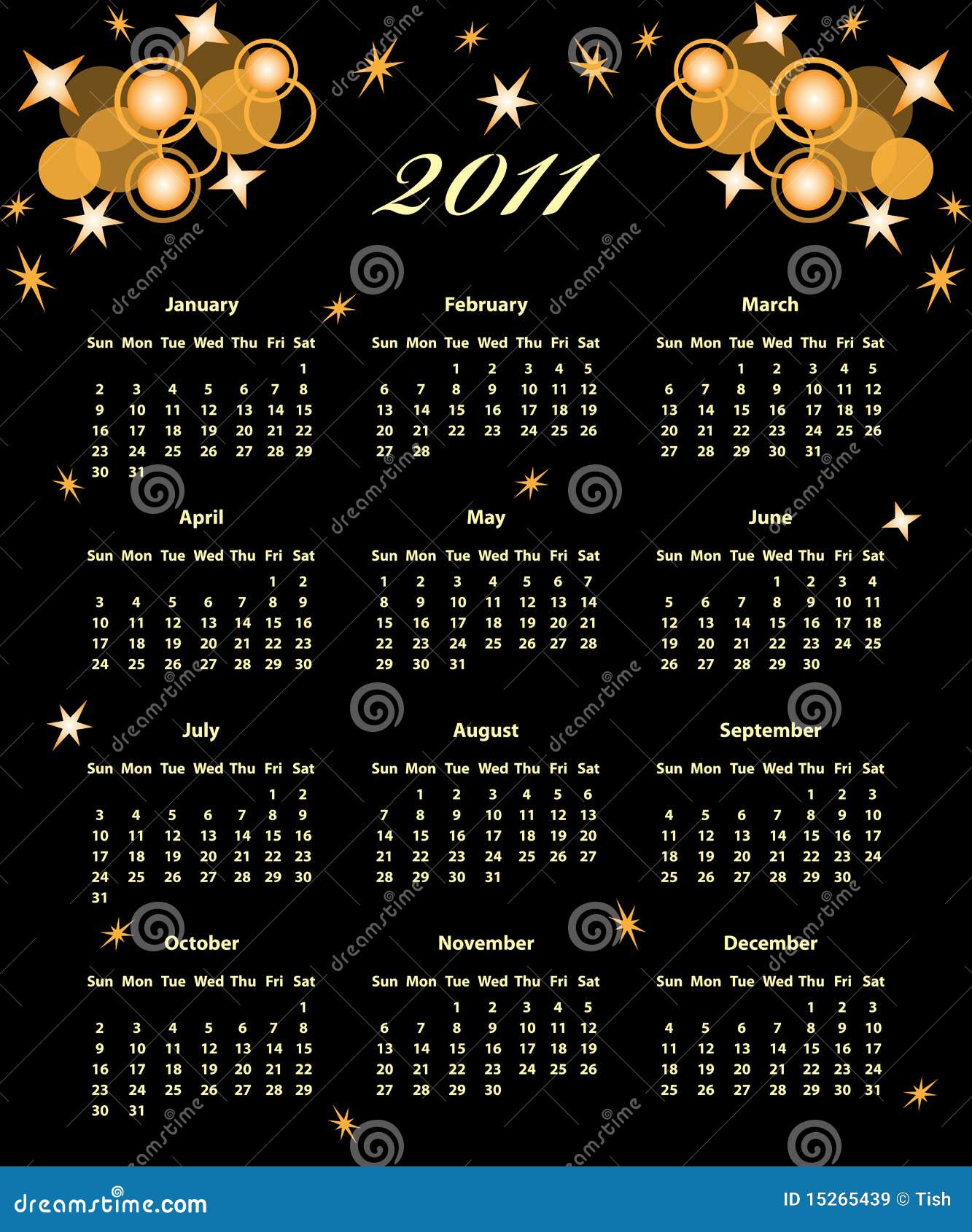 2011 Calendar full year stock vector. Illustration of journal - 15265439