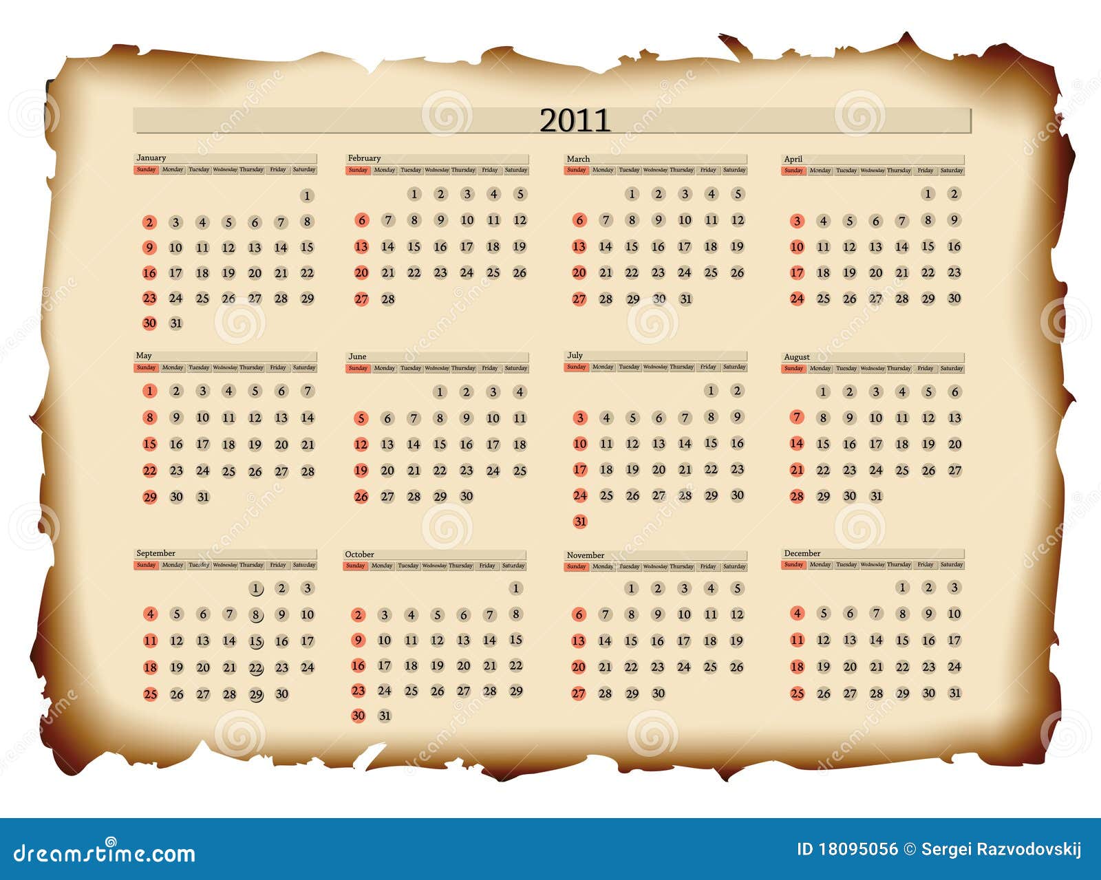 2011 calendar template stock vector. Illustration of monthly - 18095056