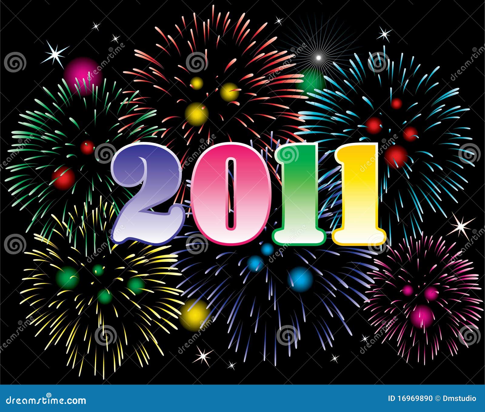 2011 Numbers with Fireworks Stock Vector - Illustration of night, light ...