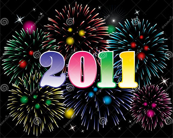 2011 Numbers with Fireworks Stock Vector - Illustration of night, light ...