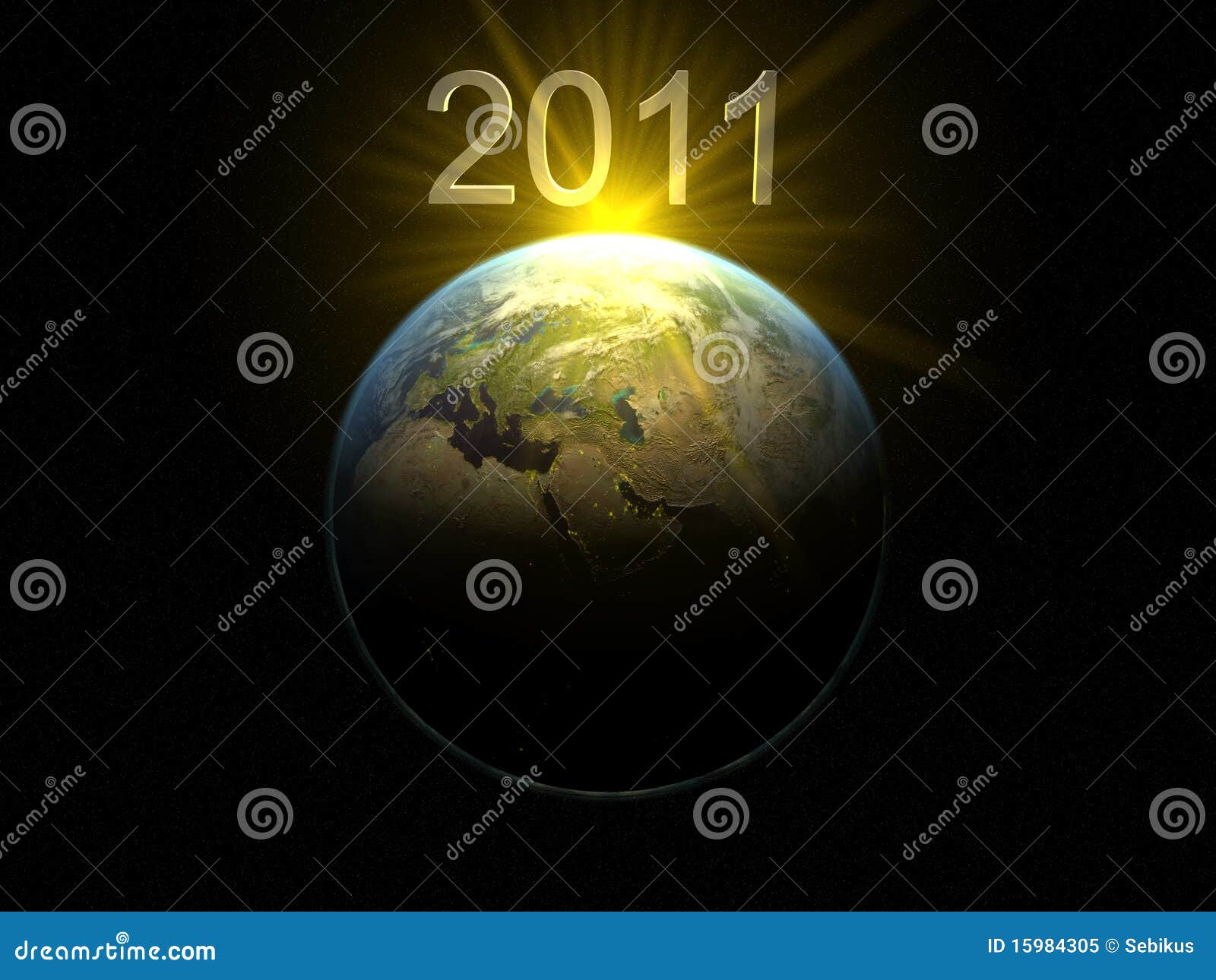 2011 over Earth stock illustration. Illustration of happy - 15984305