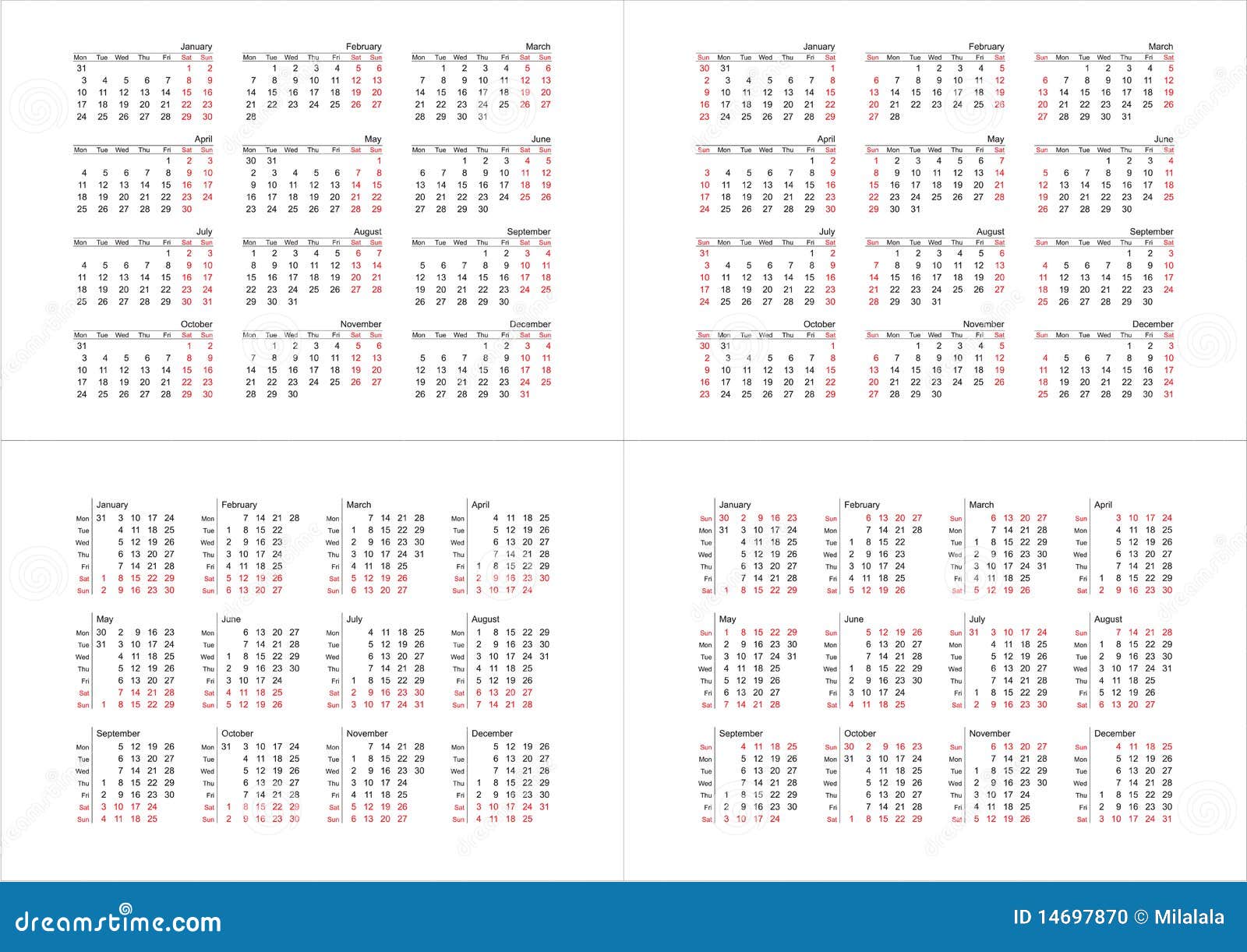 2011 Simple Calendars (vector) Stock Vector - Illustration of august ...