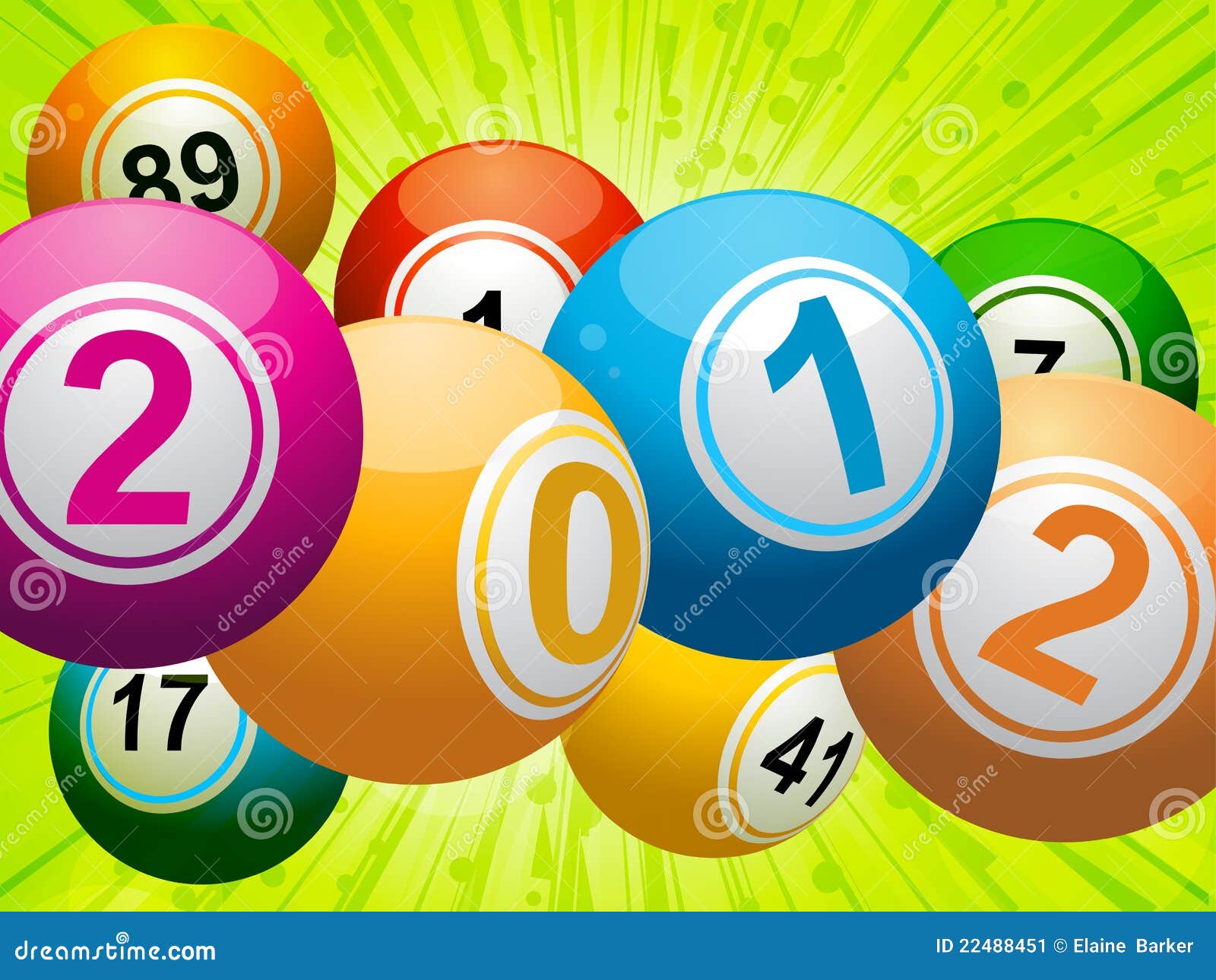 2012 Ballen Van De Bingoloterij Op Groen Vector Illustratie ...