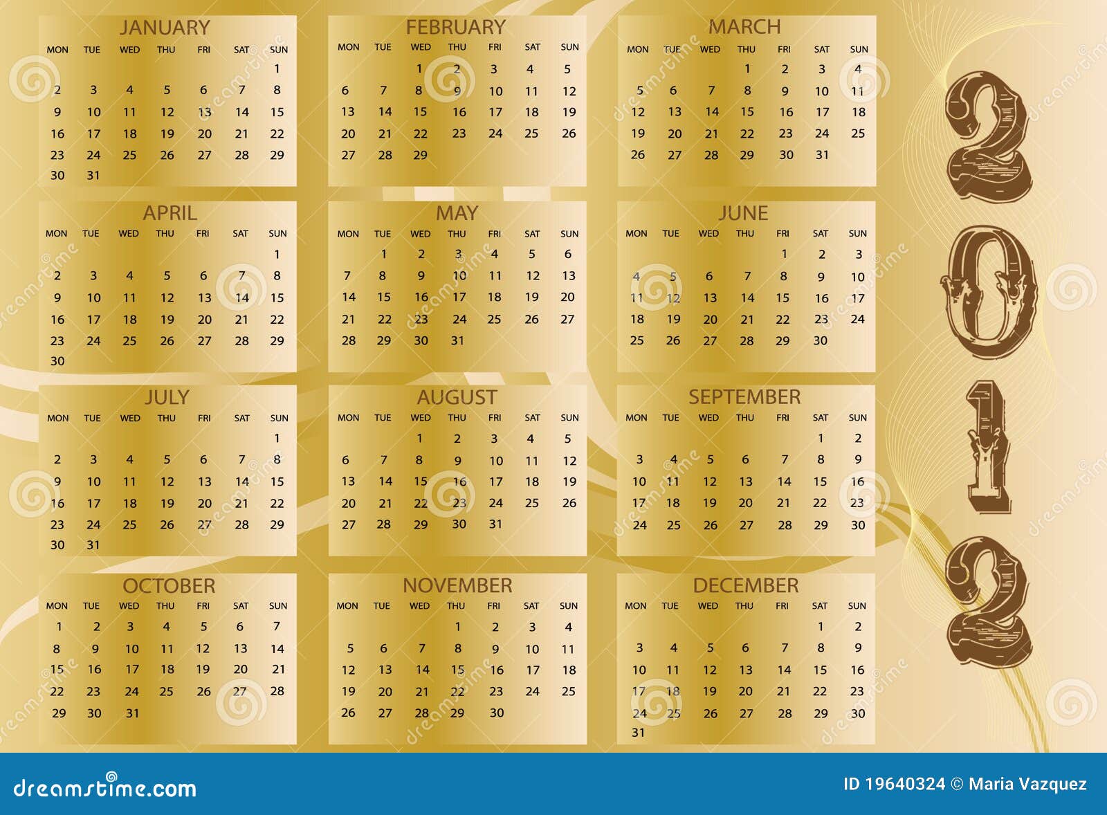 2012 Calendar stock vector. Illustration of start, december - 19640324
