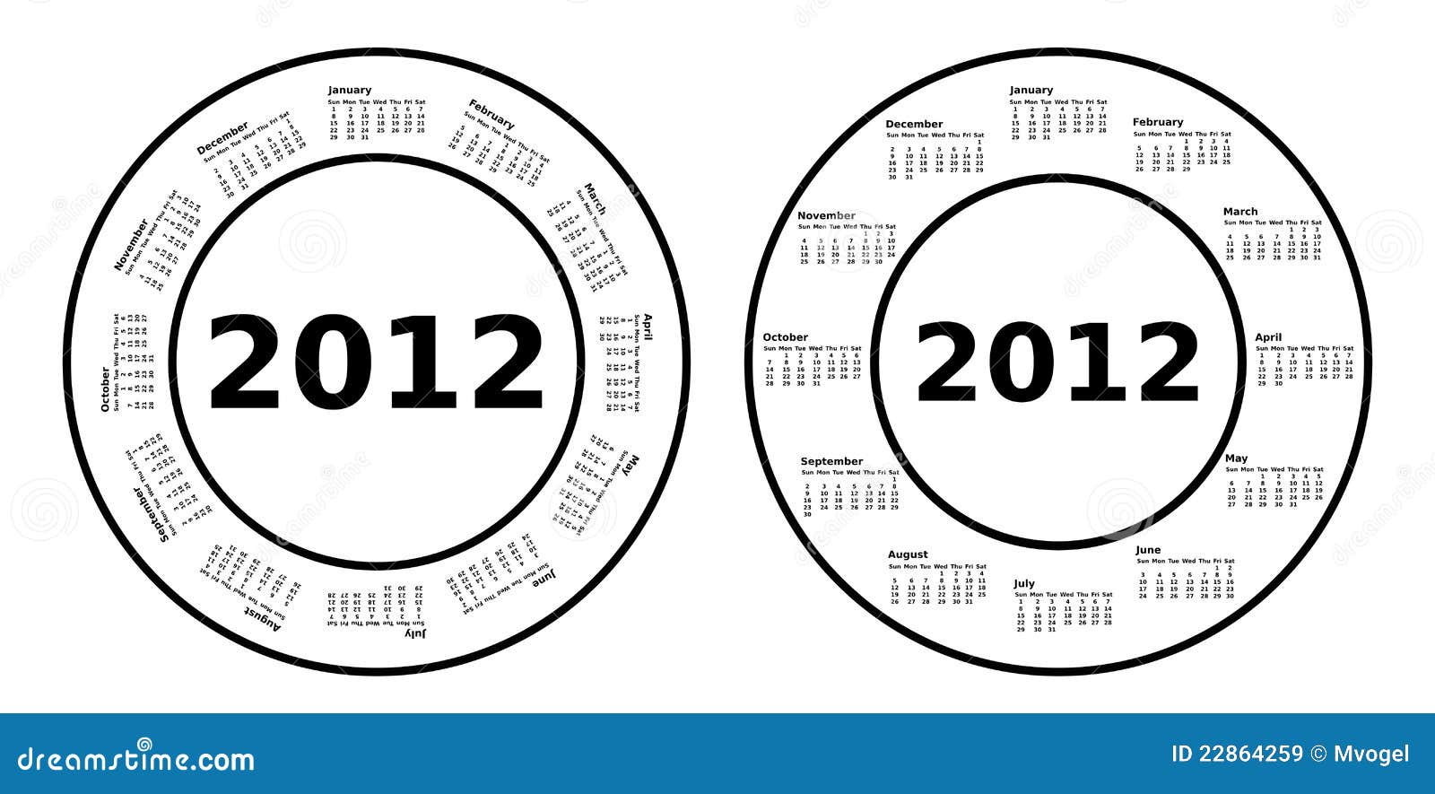 2012 Circle Calendars stock illustration. Illustration of black - 22864259