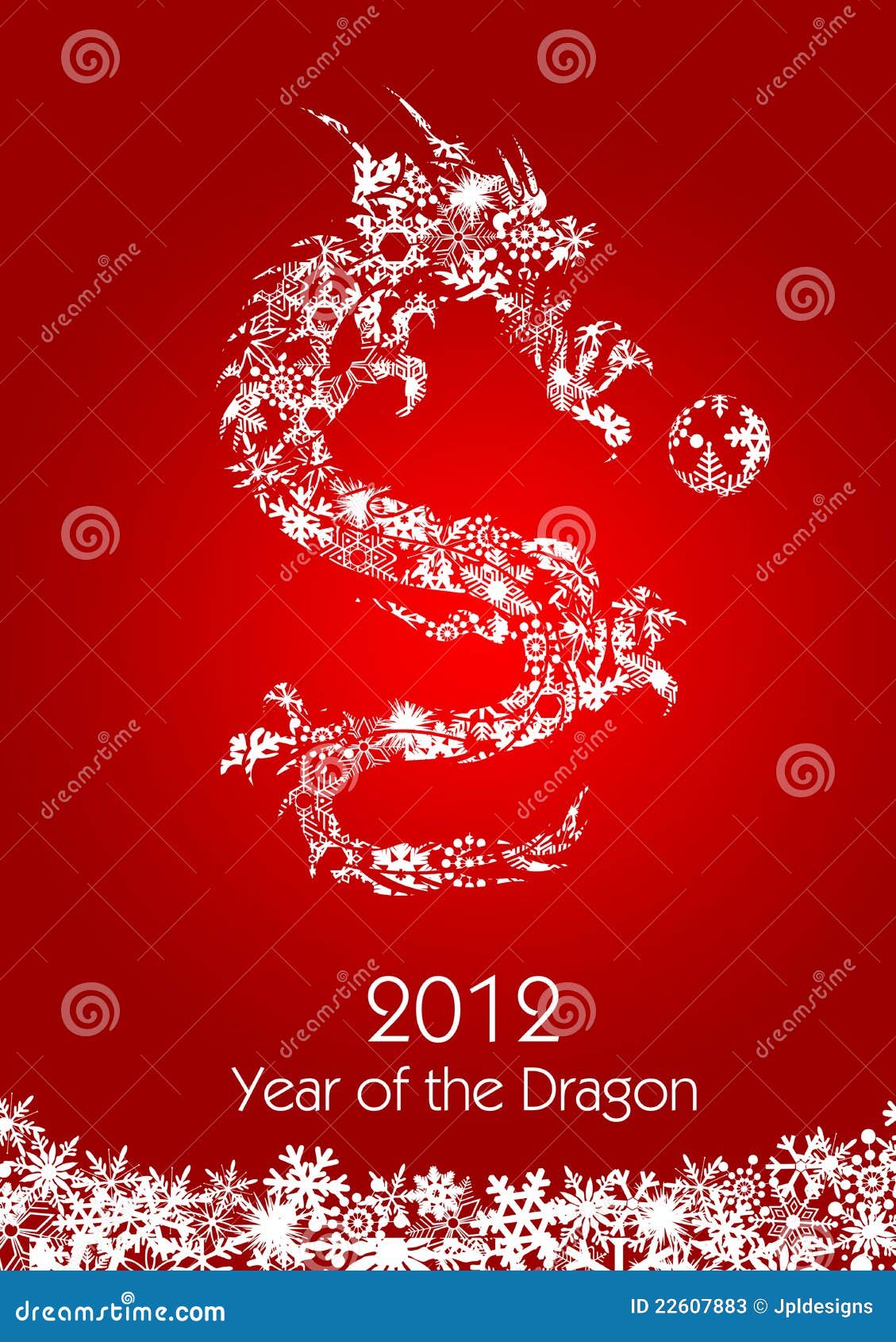 2012 Flying Chinese Snowflakes Dragon with Ball Stock Illustration ...