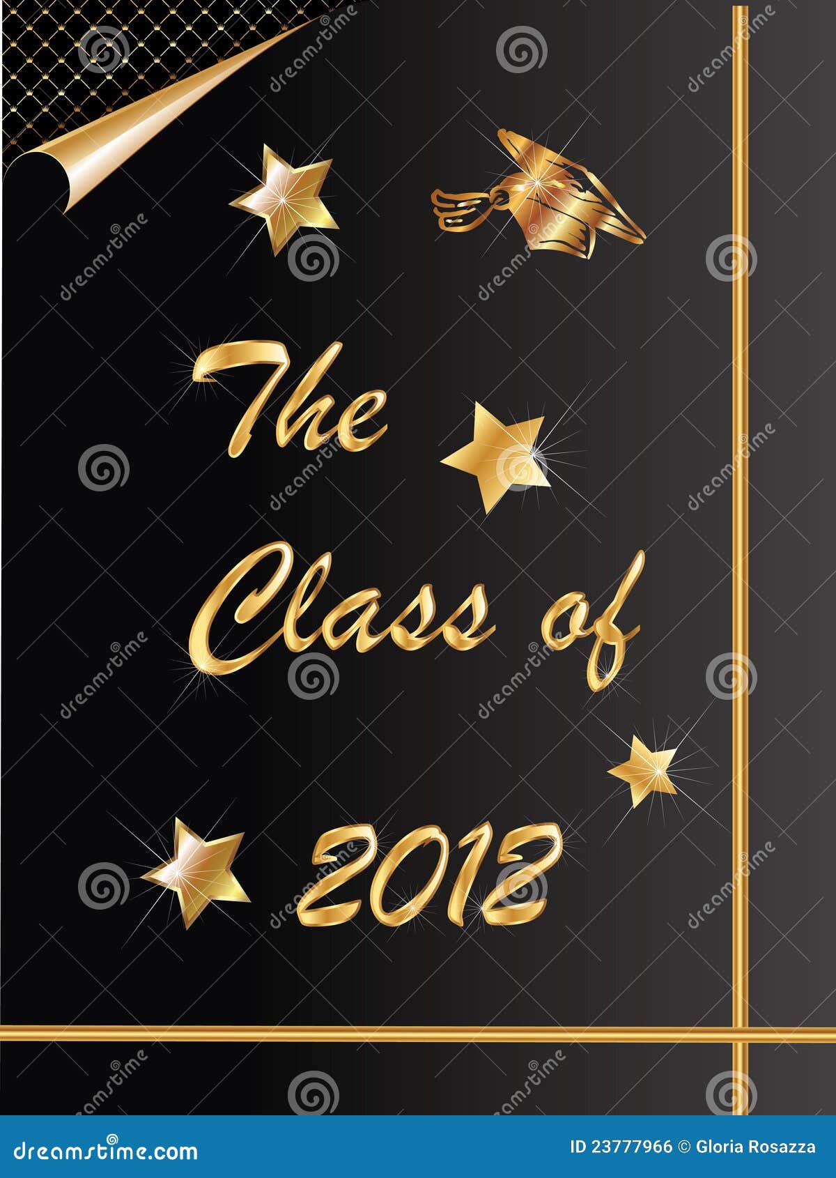 2012 graduation stock vector. Illustration of gown, golden - 23777966