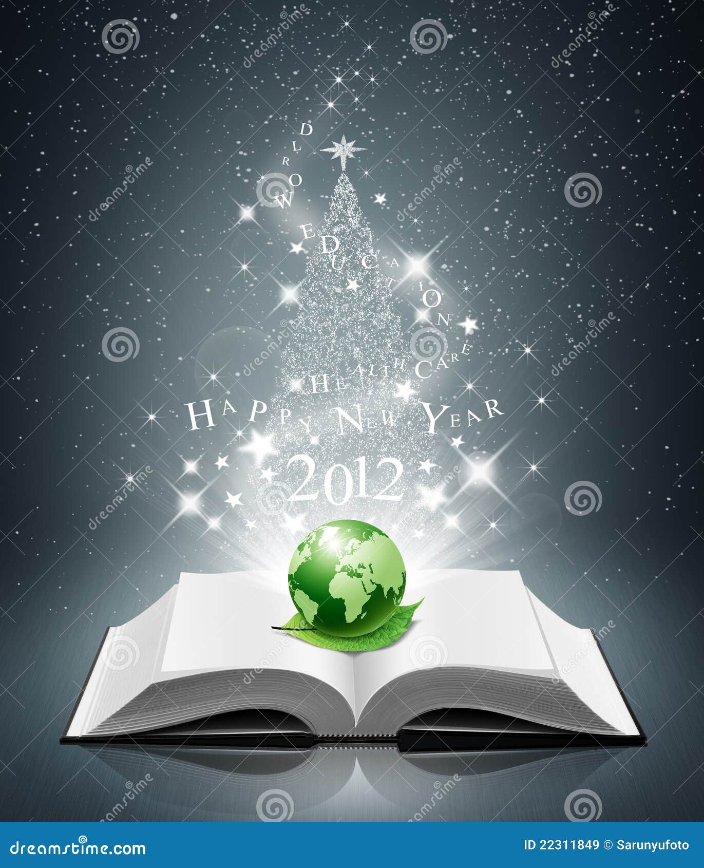2012 New Year and World on Open Book Stock Illustration - Illustration ...