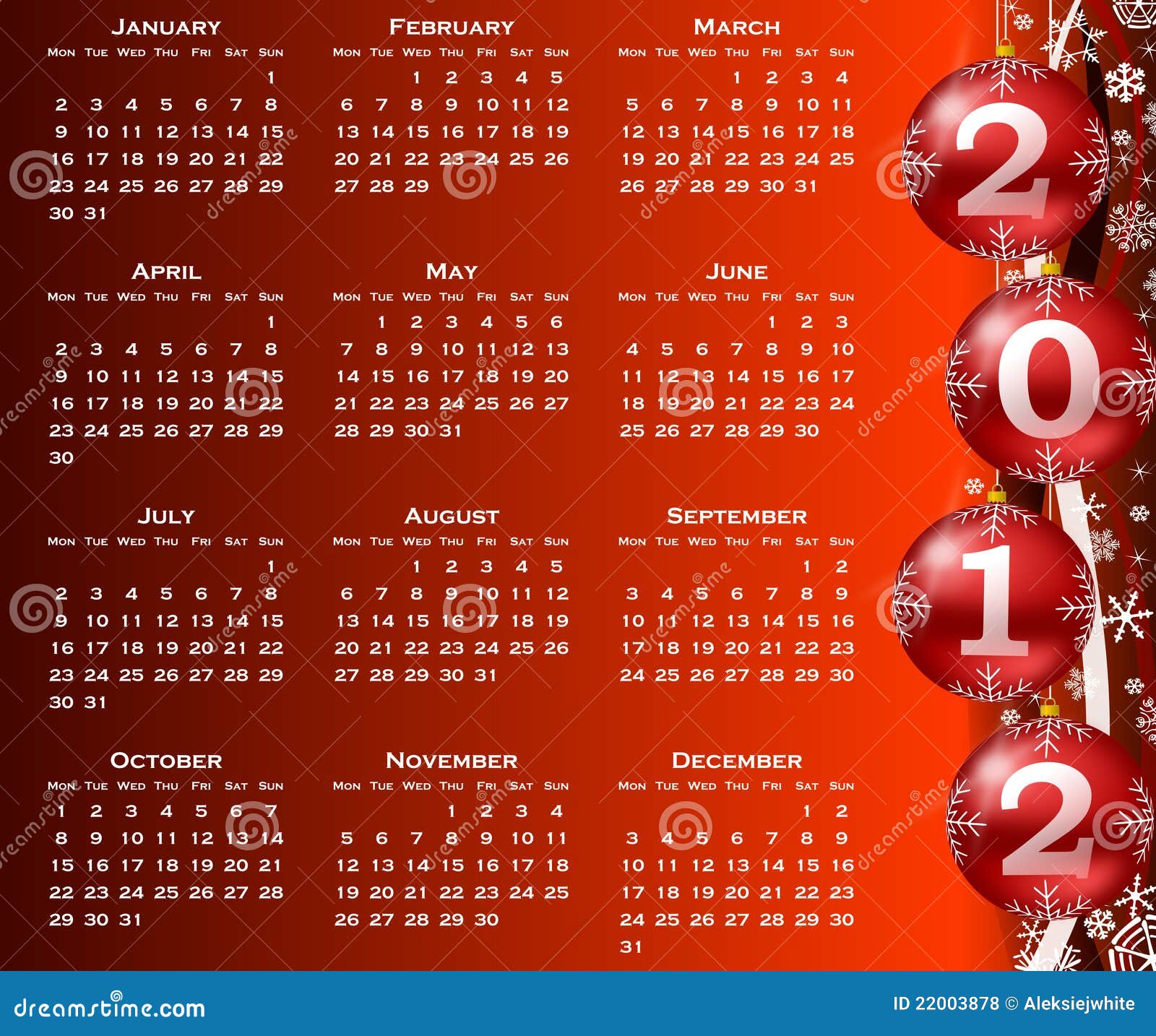 2012 year calendar stock illustration. Illustration of copy - 22003878