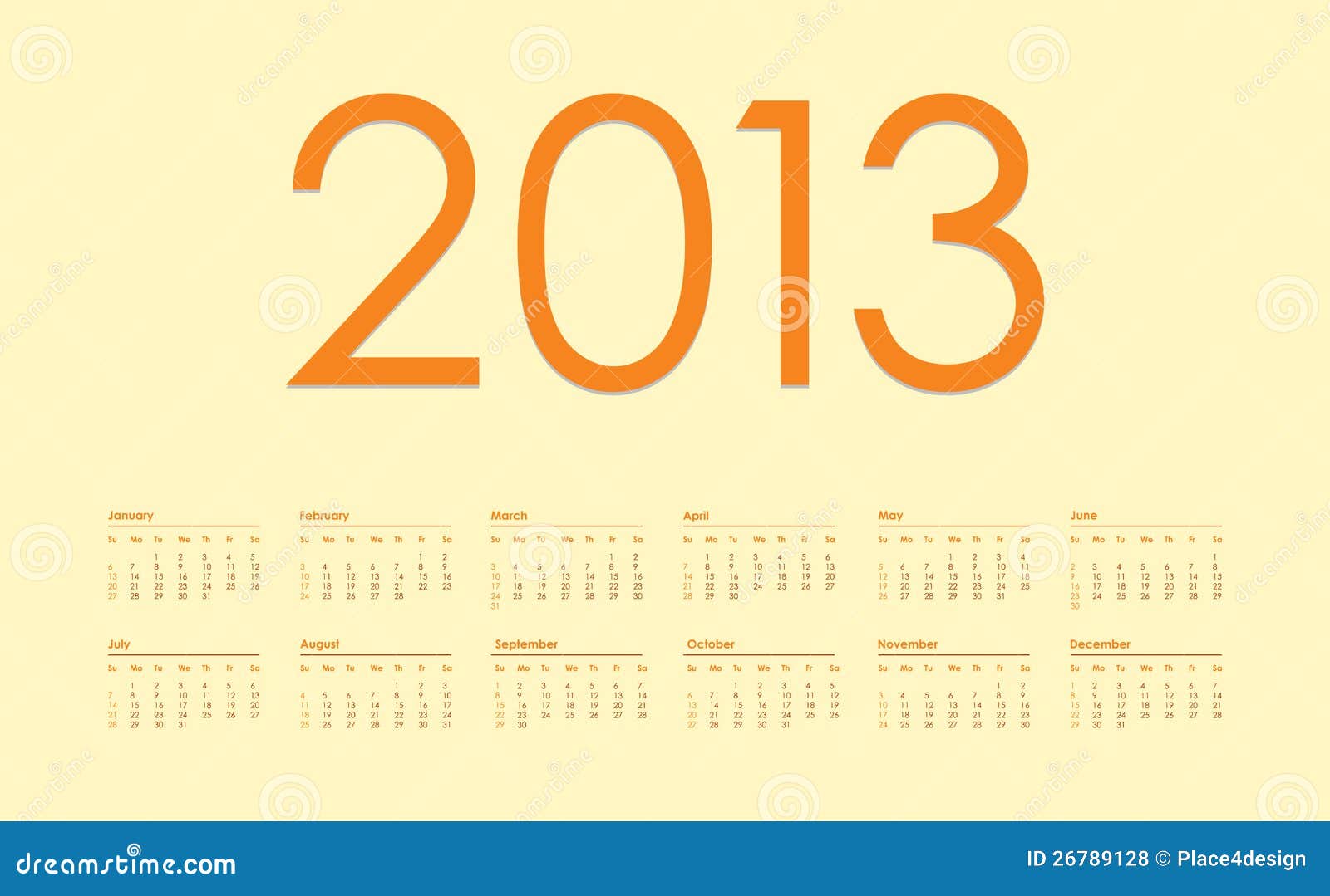 2013 year calendar stock vector. Illustration of empty - 26789128