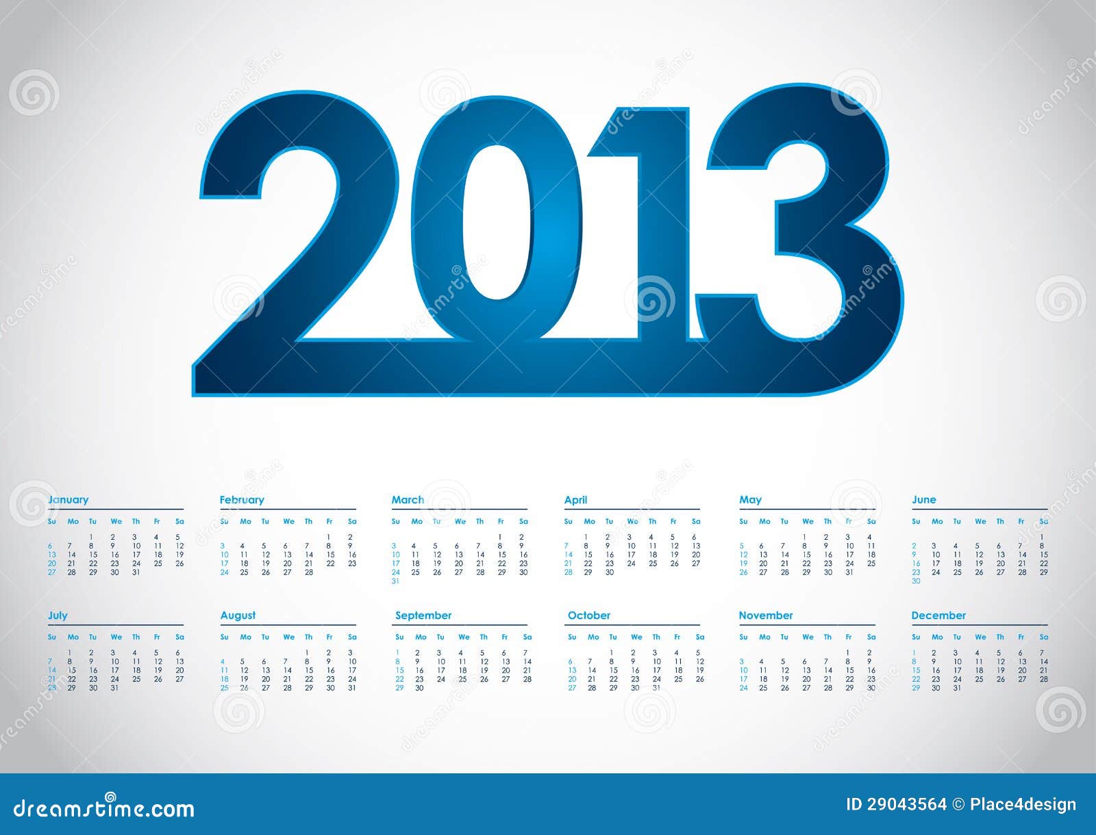 2013 year vector calendar stock vector. Illustration of annual - 29043564