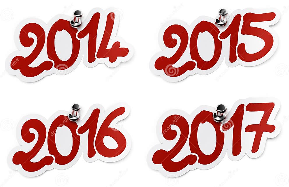 2014, 2015, 2016, 2017 Year Stickers Stock Illustration - Illustration ...