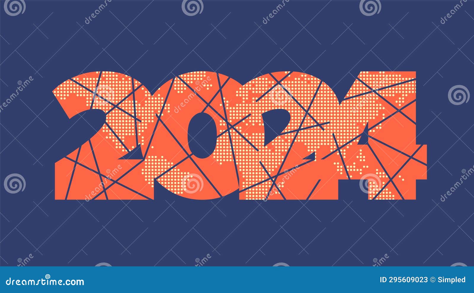 2024 Vector Icon with Lines. and Dotted World Map Stock Vector ...