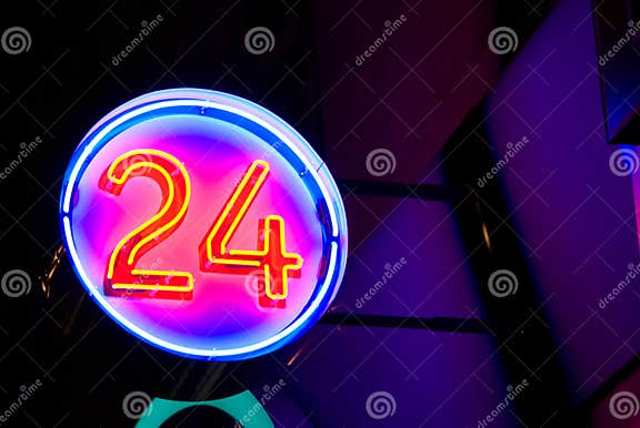 24 stock image. Image of time, clock, neon, interruption - 3594959