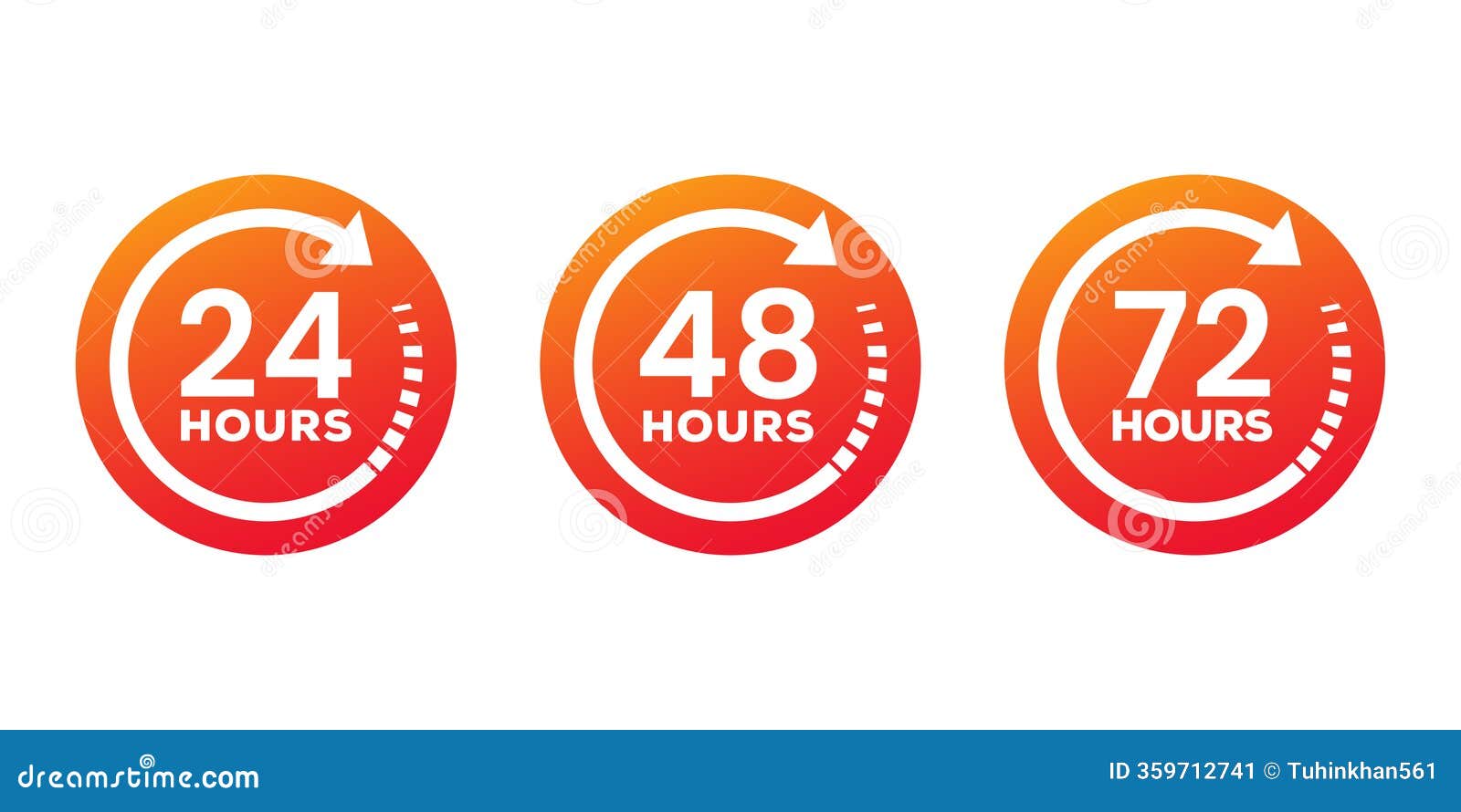 24, 48, and 72 Hours Clock Arrow. Vector Work Time Effect or Delivery ...