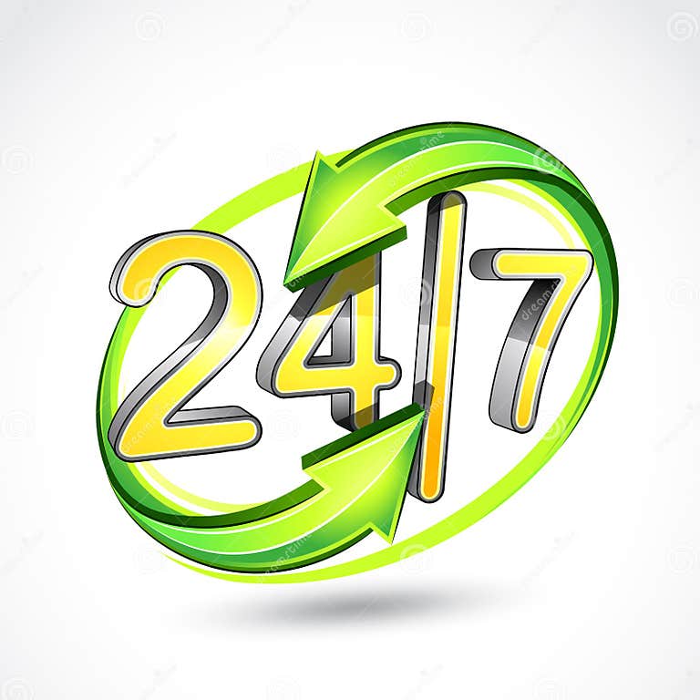 24/7 illustration stock vector. Illustration of colorful - 15279139