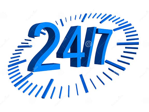 24/7 Work Concept Blue Numbers Stock Illustration - Illustration of ...