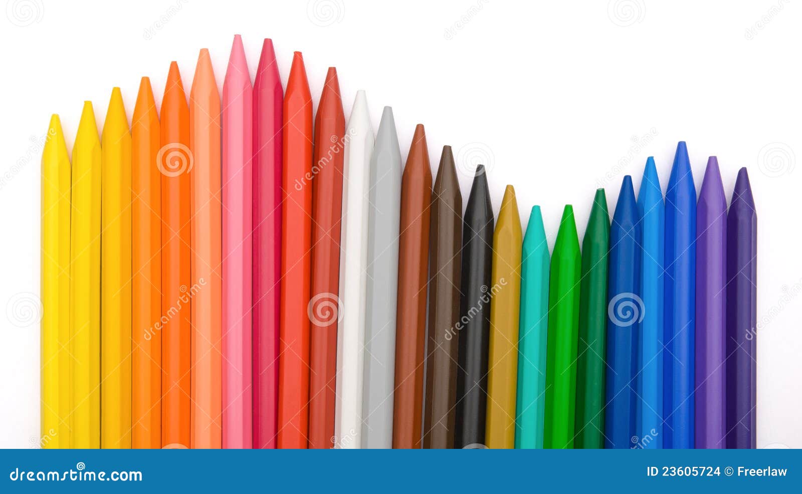 24-color Crayon Lined Up in Row Stock Illustration - Illustration of ...