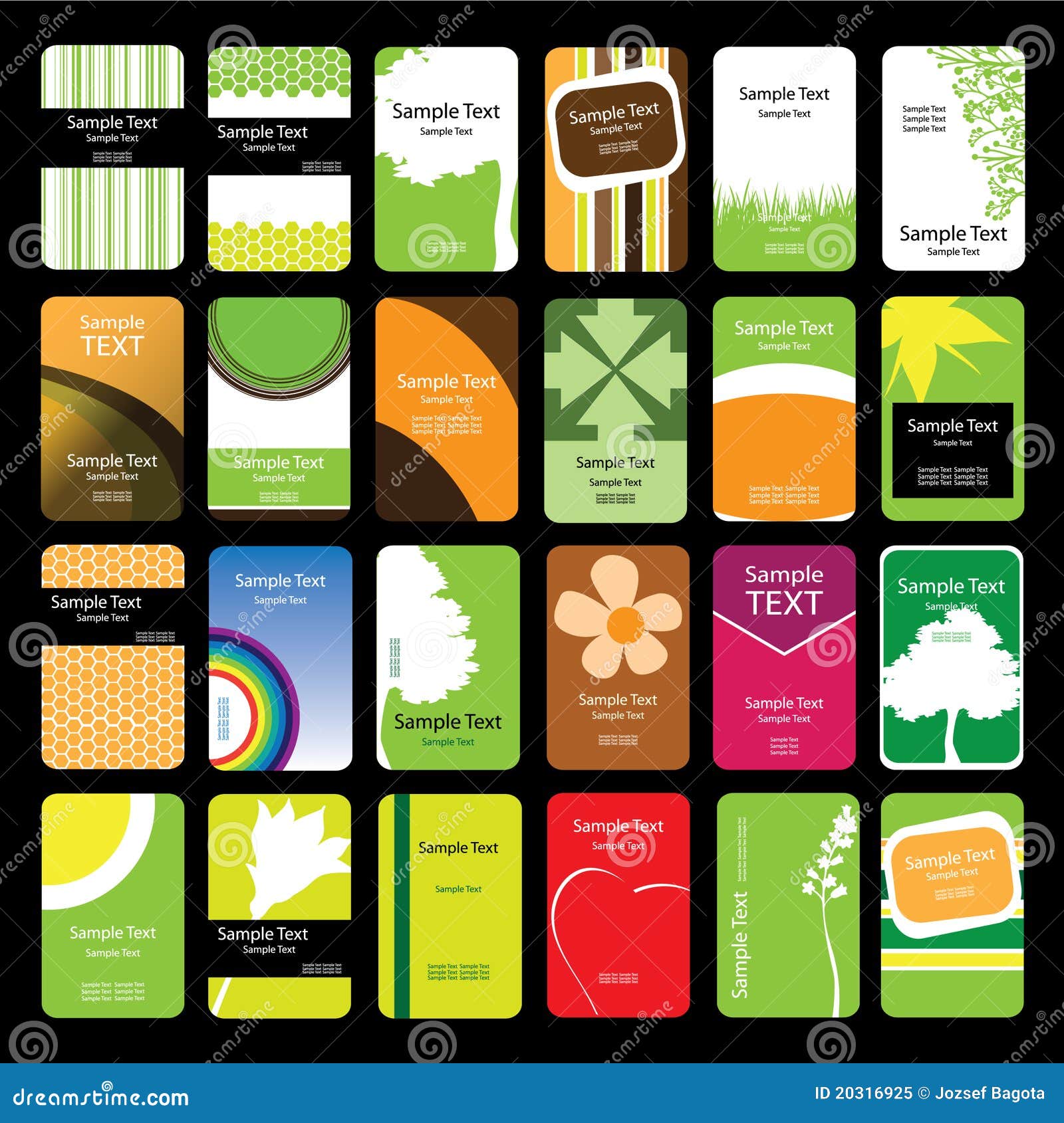 24 Colorful Vertical Business Cards Stock Vector - Illustration of sign ...