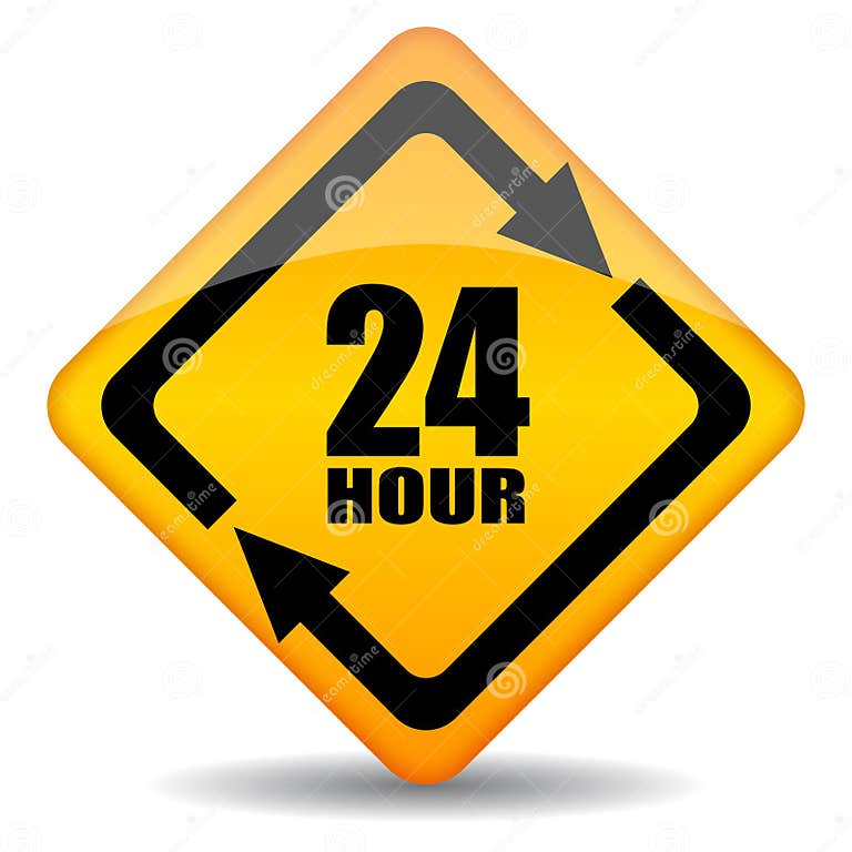 24 hour sign stock vector. Illustration of client, glowing - 24135105