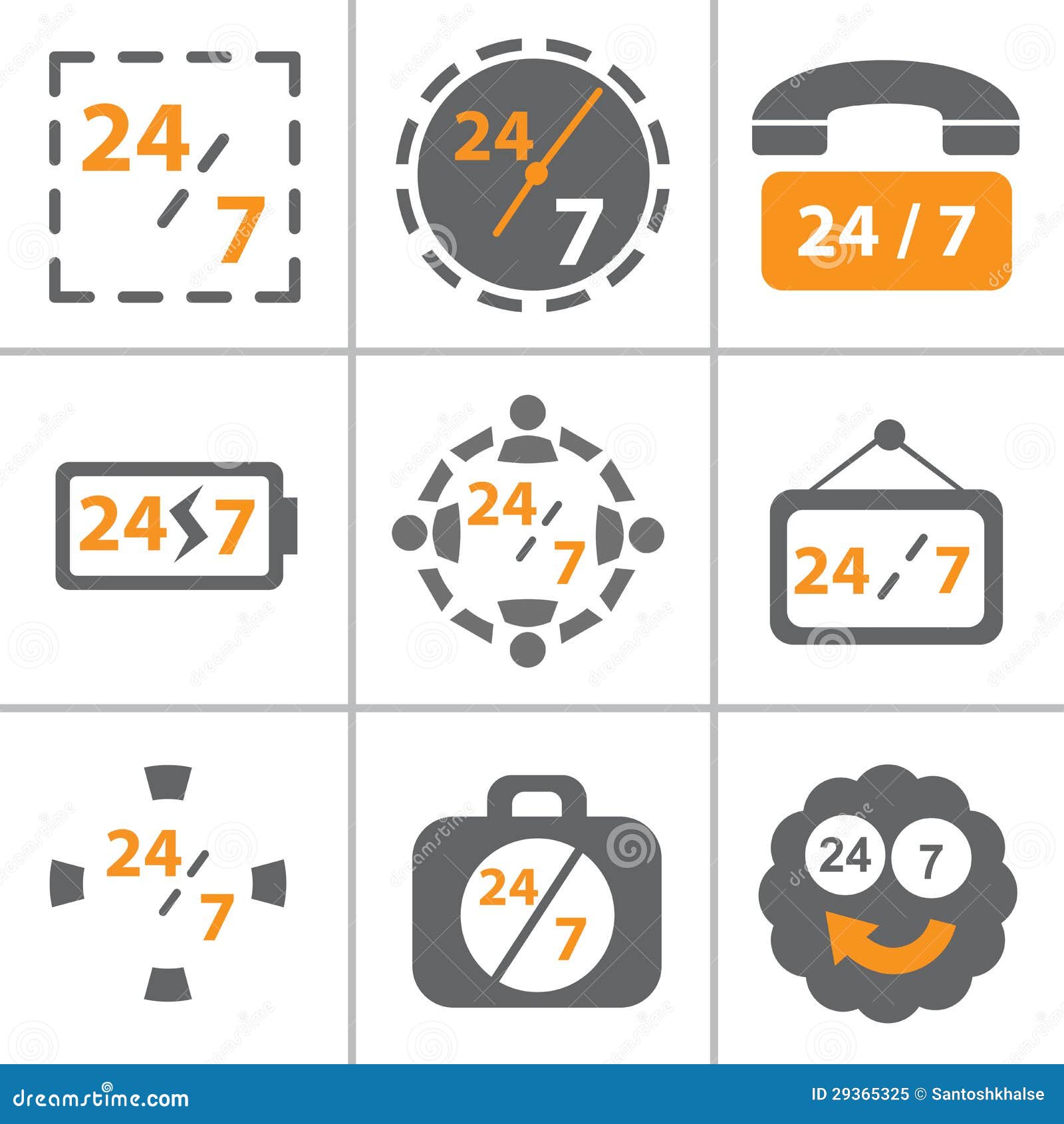 24x7 icon set stock vector. Illustration of clock, concept - 29365325