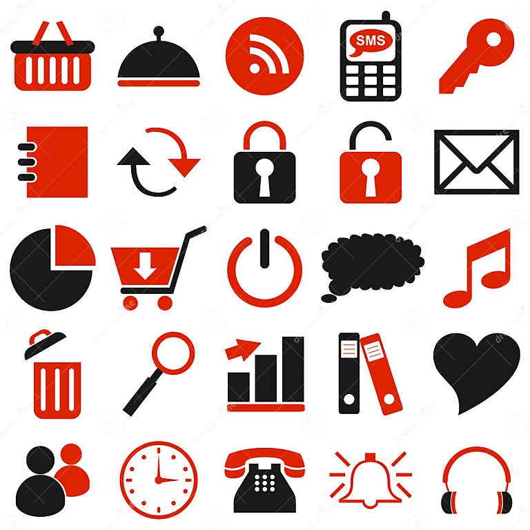 25 black red icons stock vector. Illustration of network - 25538446