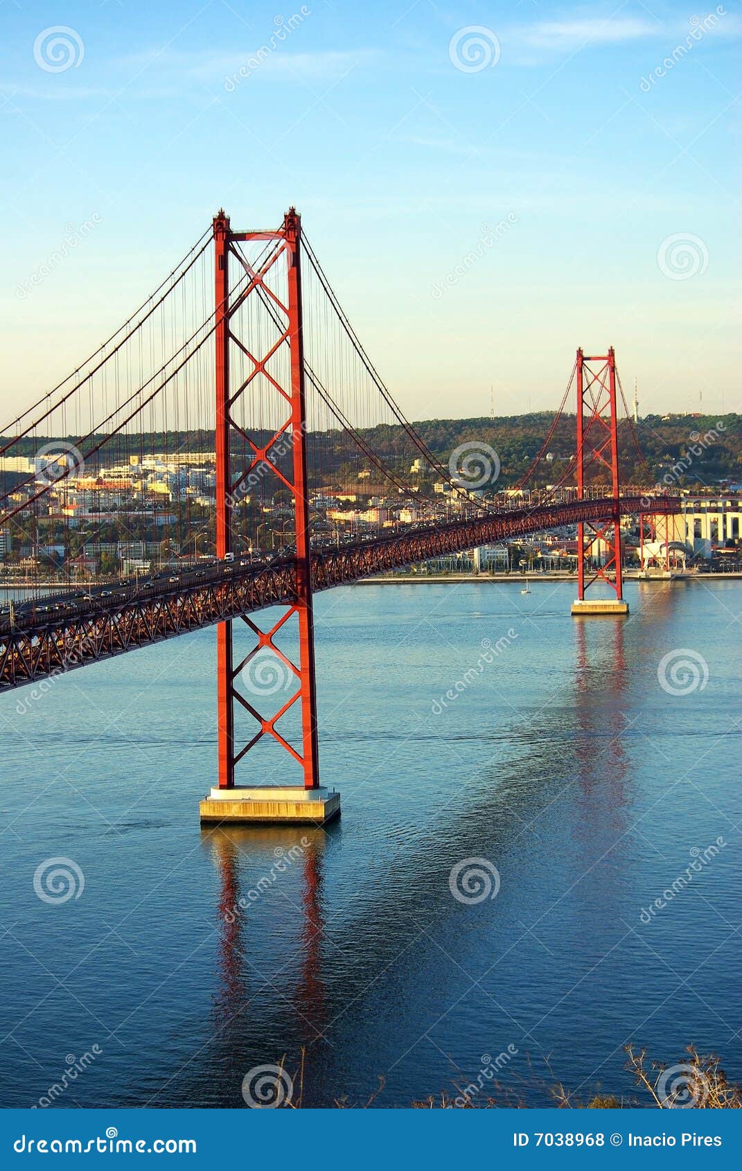 The 25 de Abril Bridge. stock photo. Image of steel, river - 7038968