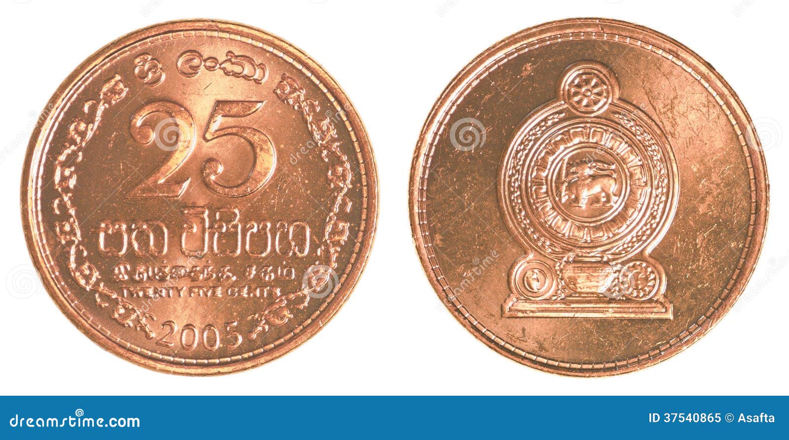 25 Sri Lankan Rupee Cents Coin Stock Image - Image of coin, background ...