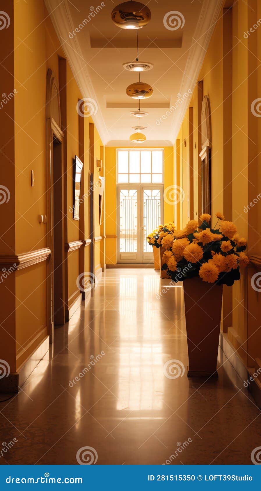 257_Long_office_hallway_1 stock illustration. Illustration of doors ...