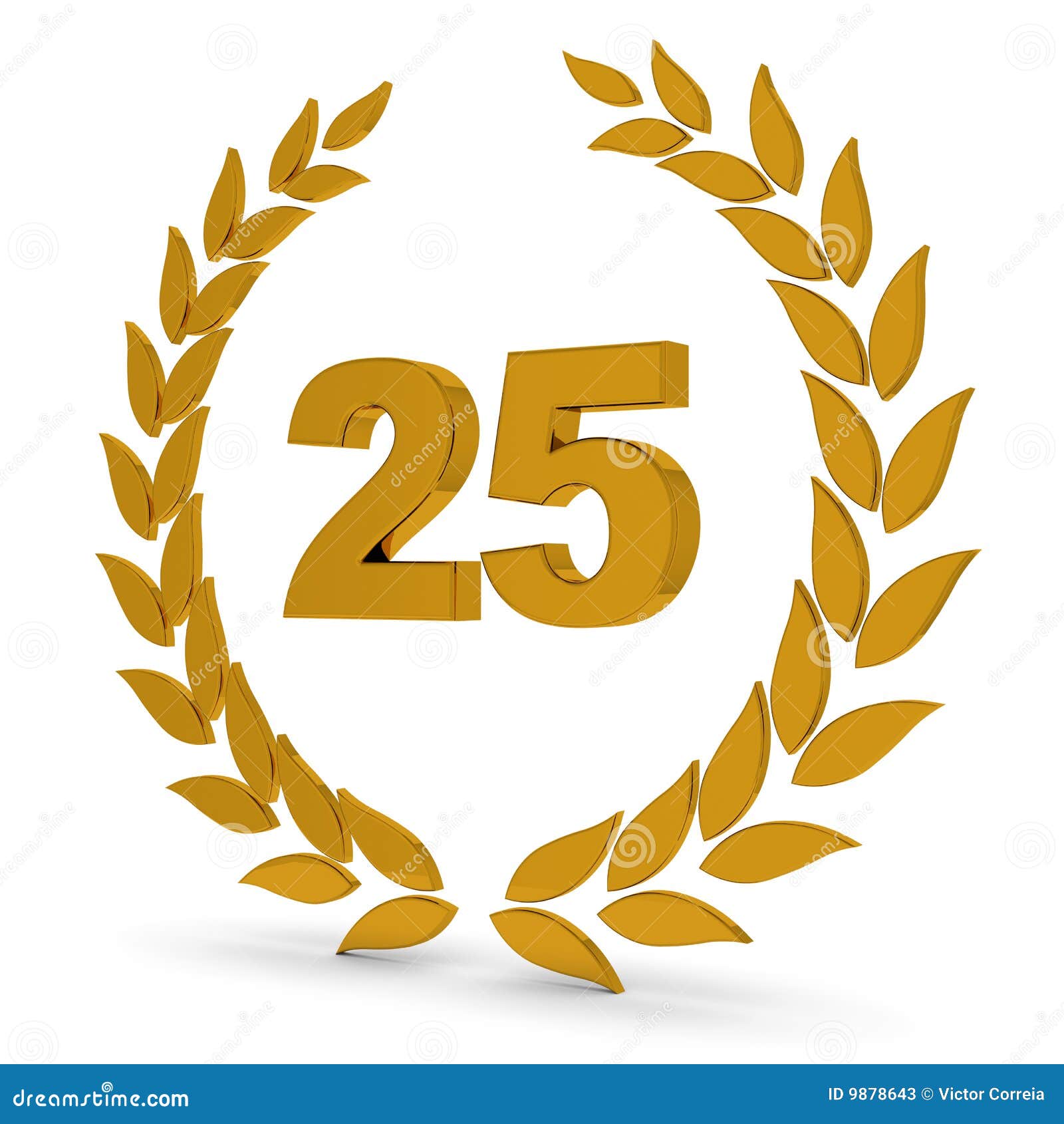 25th Anniversary Golden Laurel Wreath Stock Illustration - Illustration ...