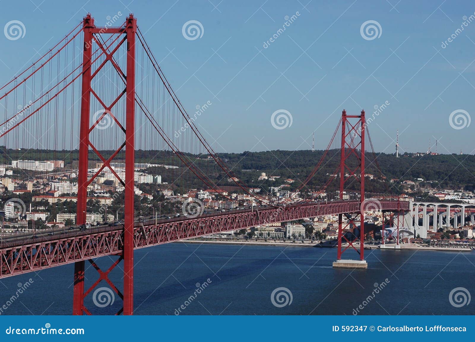 25th April Bridge, Lisbon stock image. Image of sunshine - 592347