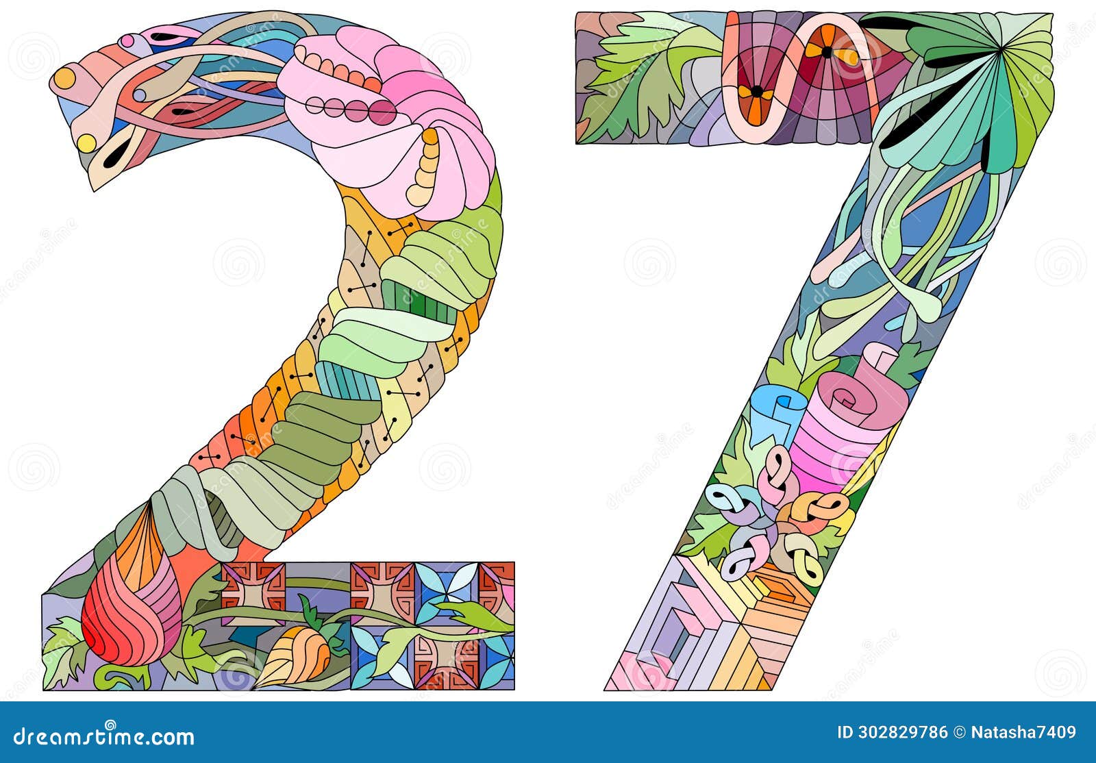 27 Number Vintage Font. Engraving Design. Vector Illustration. Stock ...