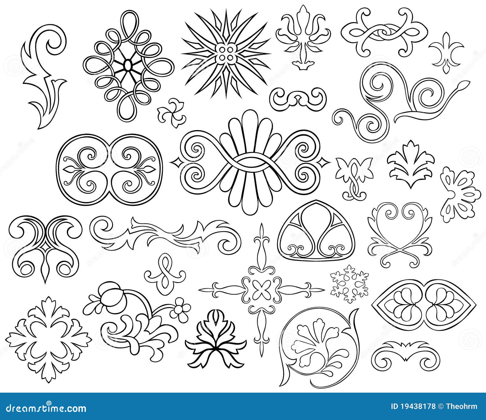 27 Stylized Outlined Motifs Royalty Free Stock Photos - Image: 19438178