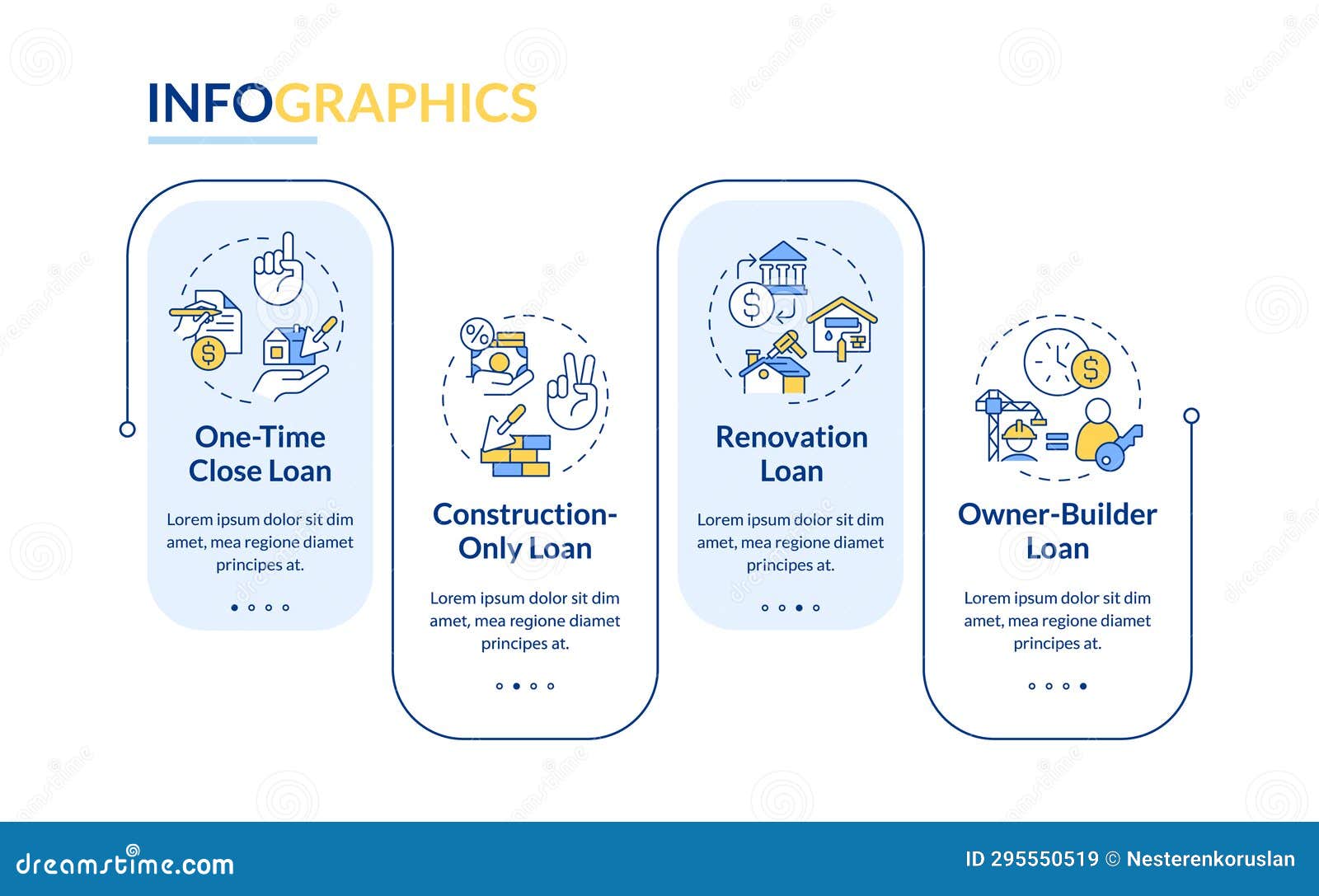 2D Colorful Construction Cost Layout with Icons Stock Vector ...