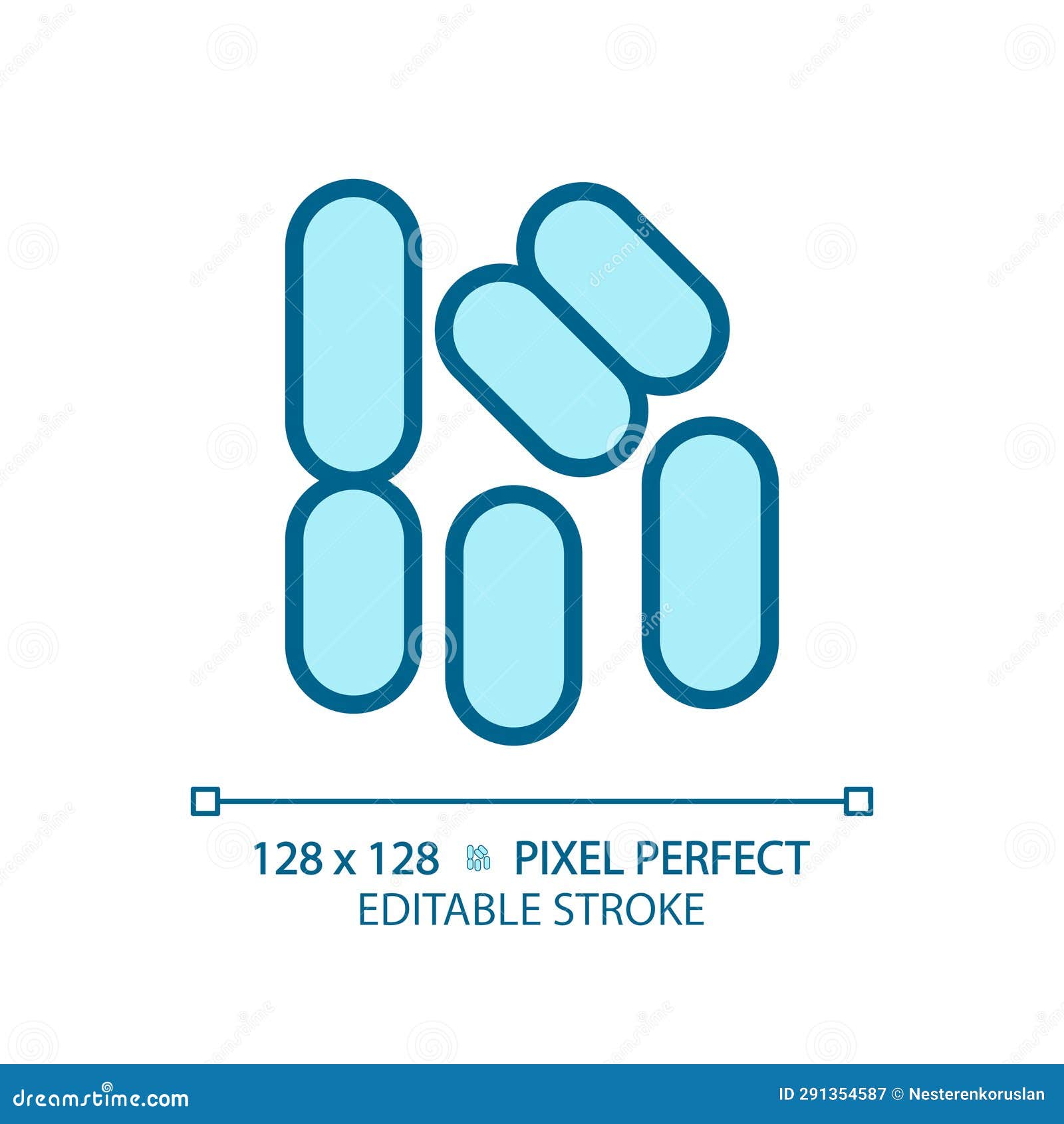 2D Customizable Thin Line Blue Bacilli Icon Stock Vector - Illustration ...