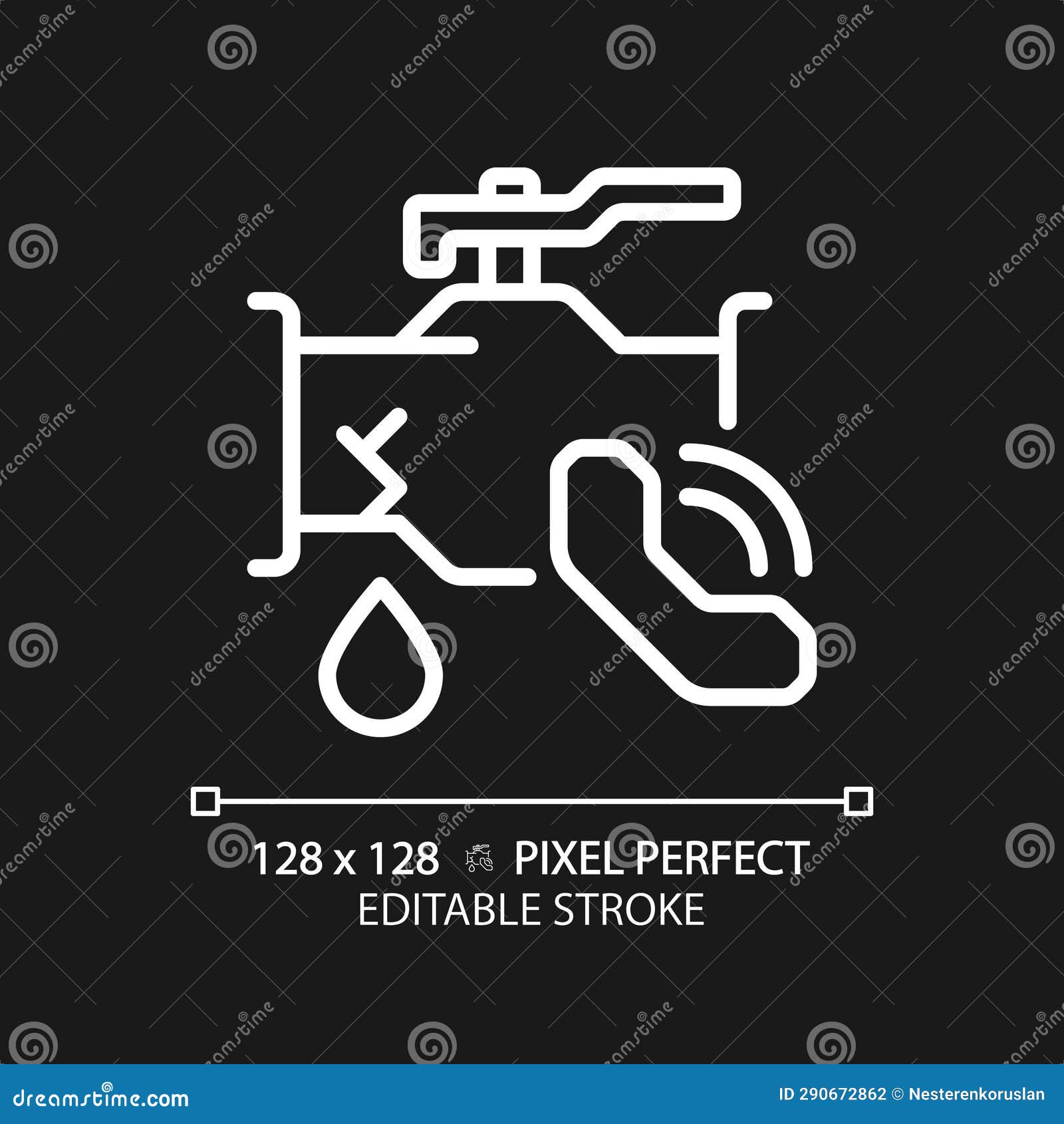 2D Customizable Thin Linear White Pipe Leakage with Call Icon Stock ...