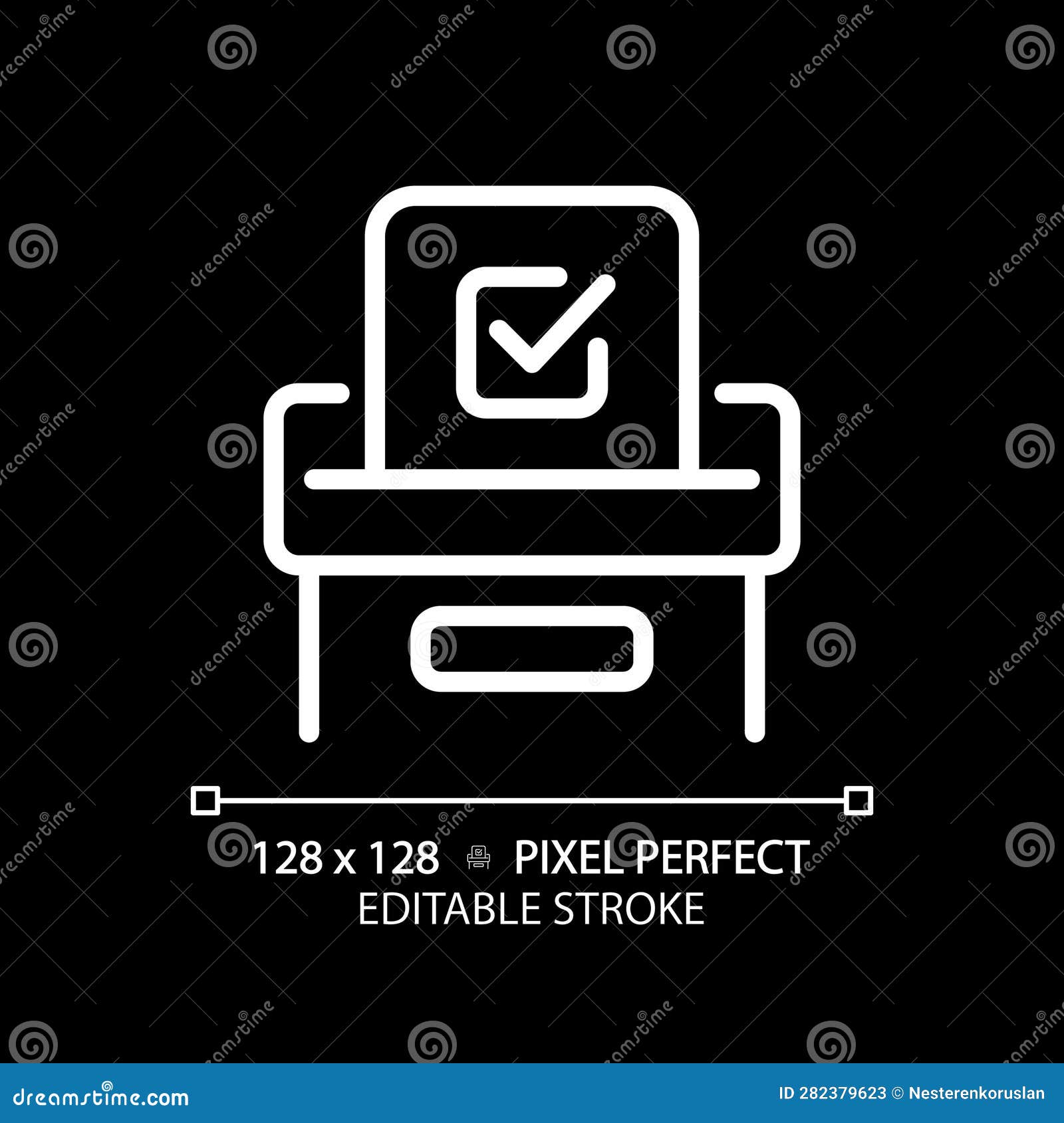 2D Editable Pixel Perfect Voting Icon with Checkmark Stock Illustration ...