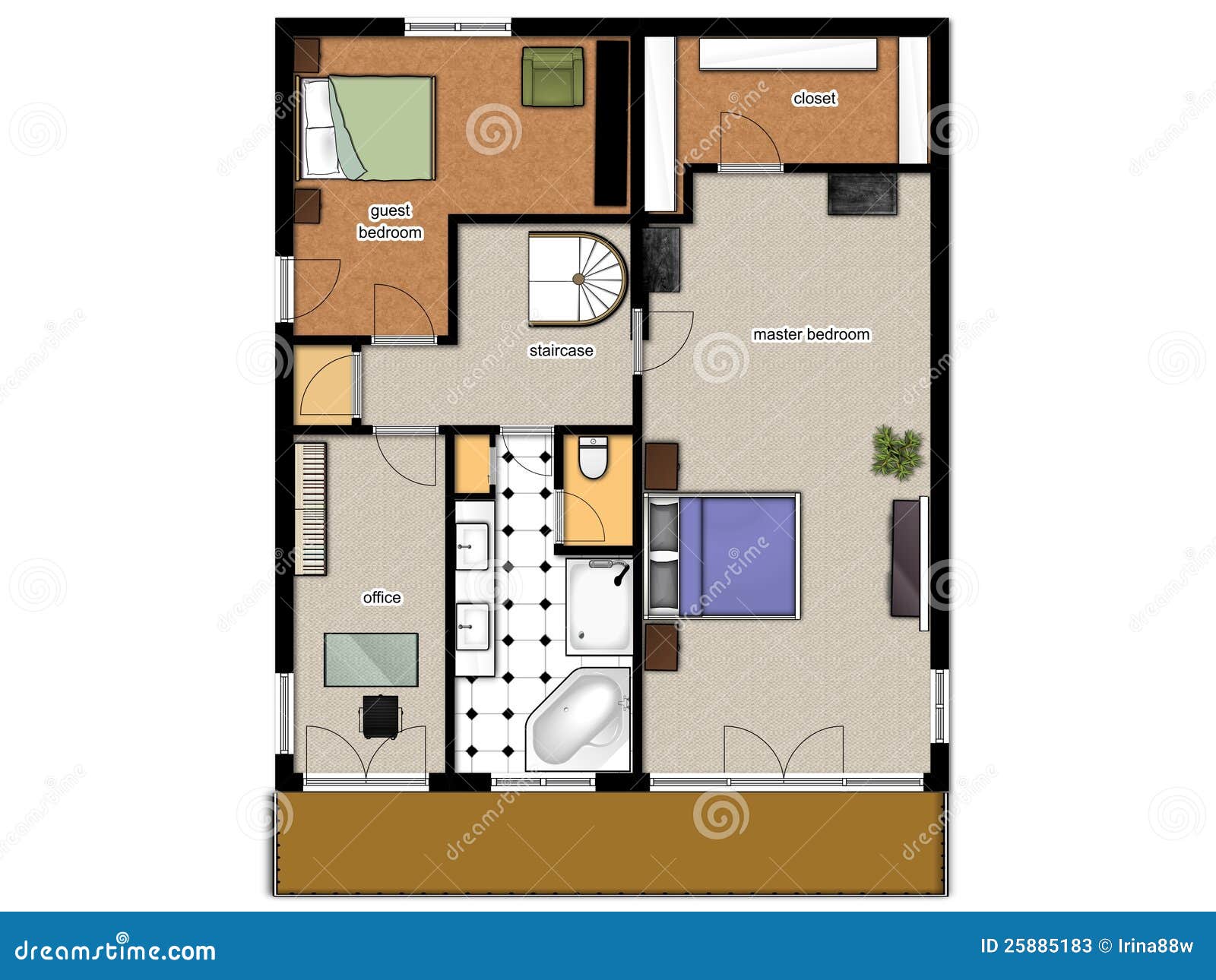 2D Floor Plan Of The House Second Level. Stock Illustration ...