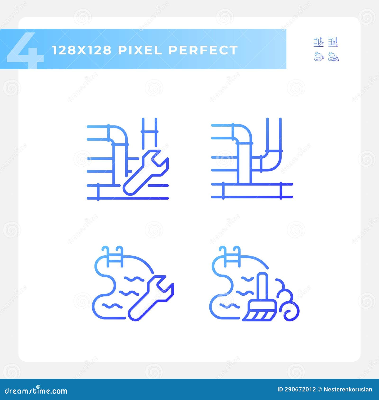 2D Gradient Blue Plumbing Icons Collection Stock Vector - Illustration of flat, water: 290672012