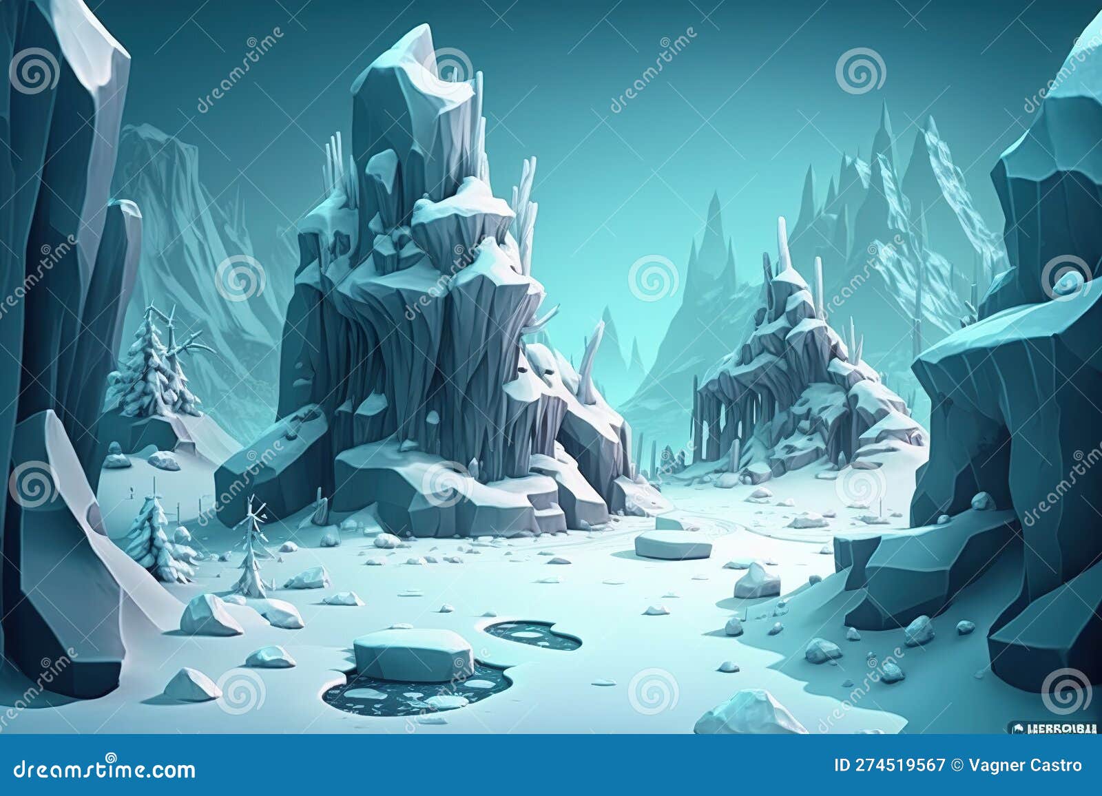 2D Ice Snow Background Environment for a Battle Arena Mobile Game Stock ...