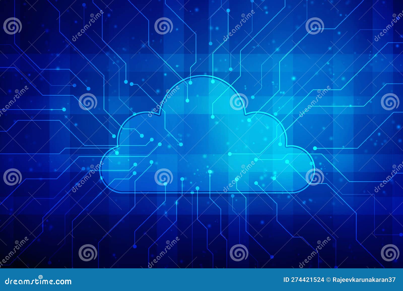 2d Illustration Of Cloud Computing Digital Cloud Computing Concept