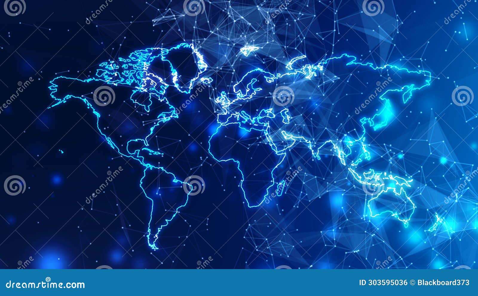 2d Illustration World Map Abstract Background, Global Internet ...