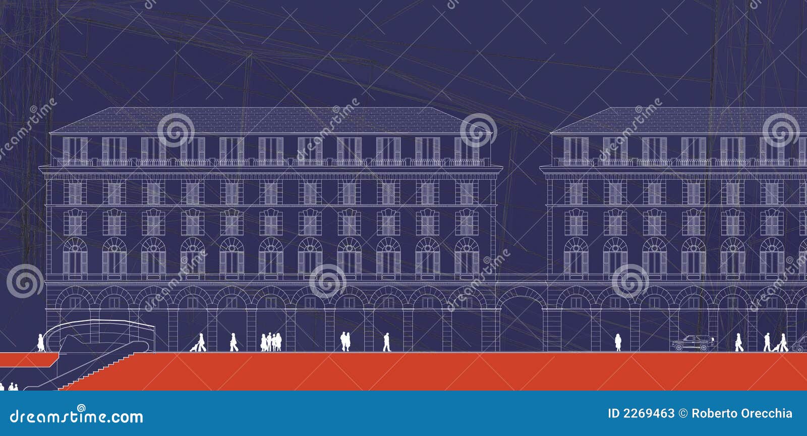 2D layout of old buildings stock illustration. Illustration of eywords ...