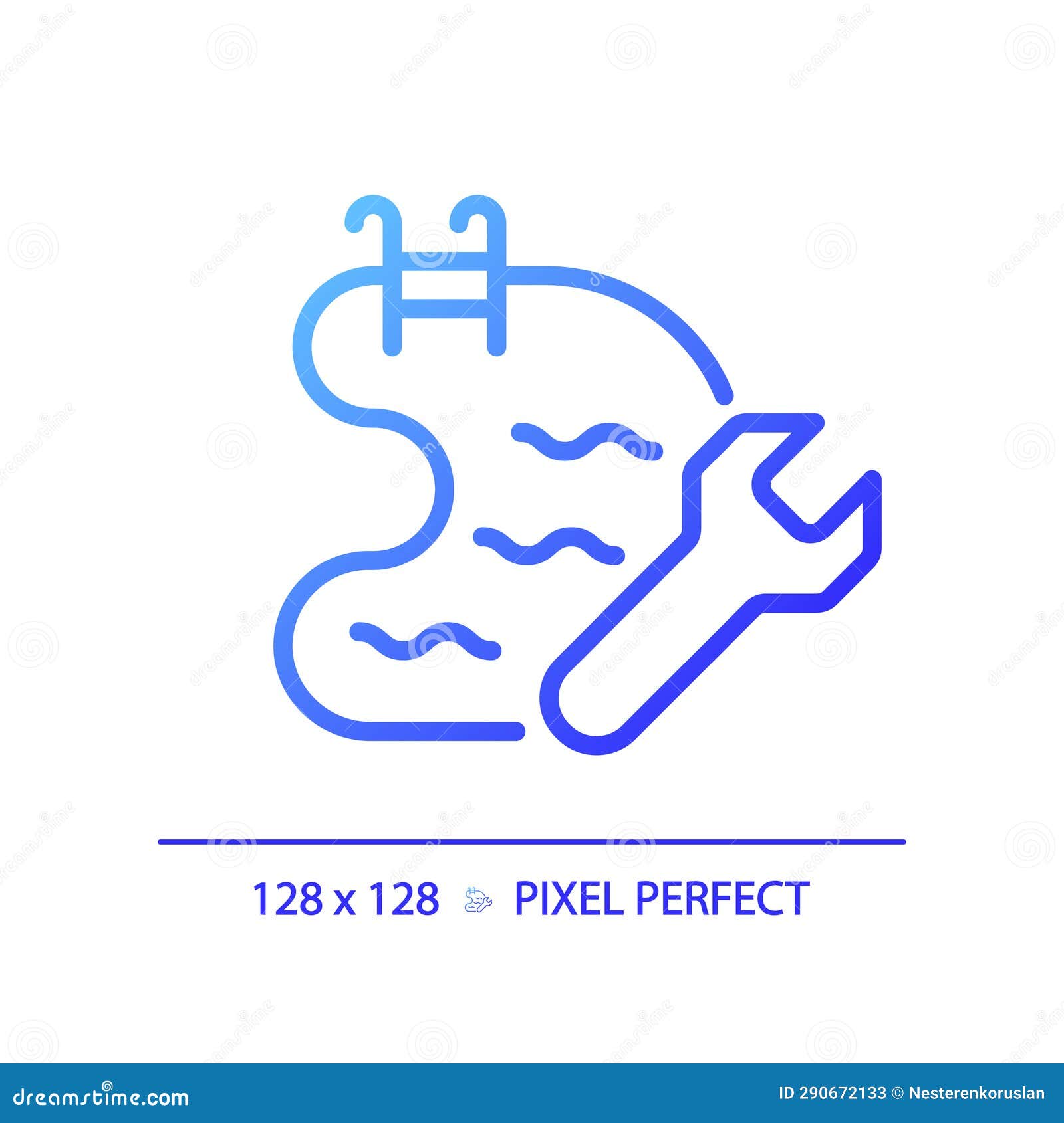2D Simple Blue Gradient Swimming Pool Maintenance Icon Stock Vector ...