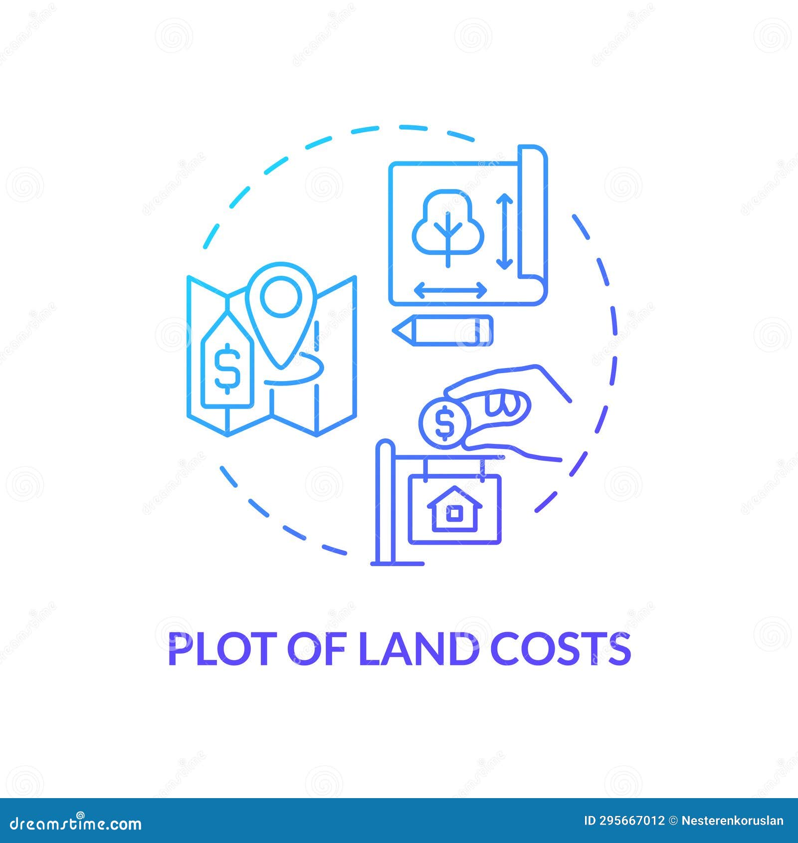 2D Thin Line Gradient Icon Plot of Land Costs Concept Stock Vector ...