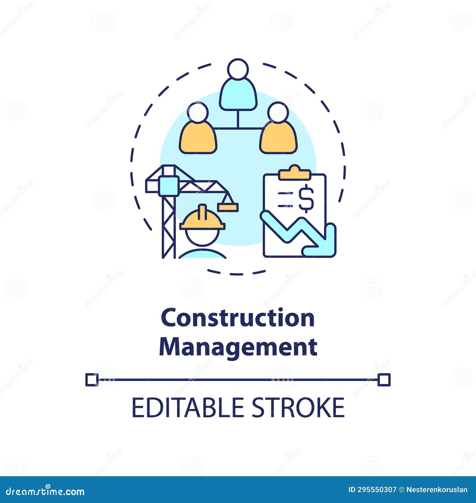 2D Thin Linear Icon Construction Management Concept Stock Vector ...