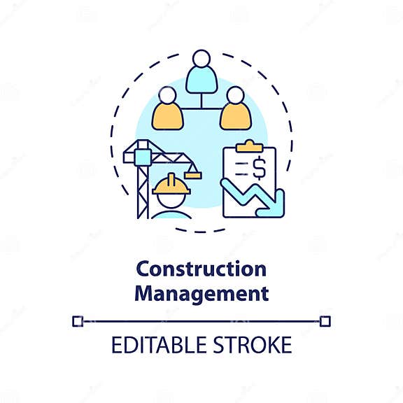 2D Thin Linear Icon Construction Management Concept Stock Vector ...