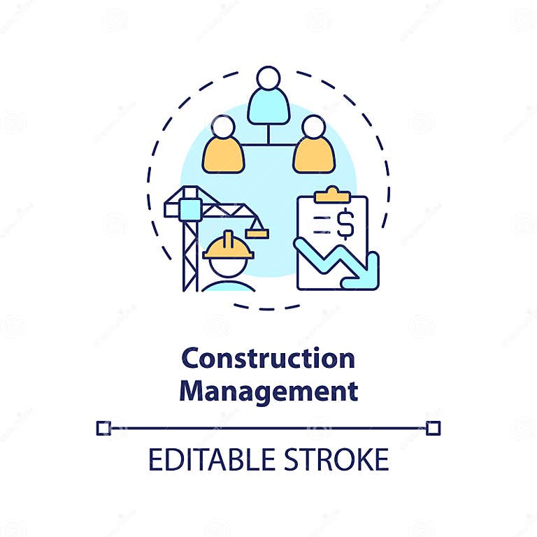 2D Thin Linear Icon Construction Management Concept Stock Vector ...