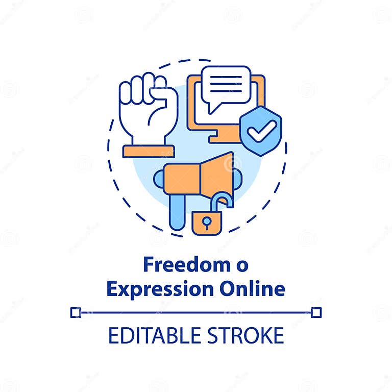 2D Thin Linear Icon Freedom of Expression Online Concept Stock Vector ...