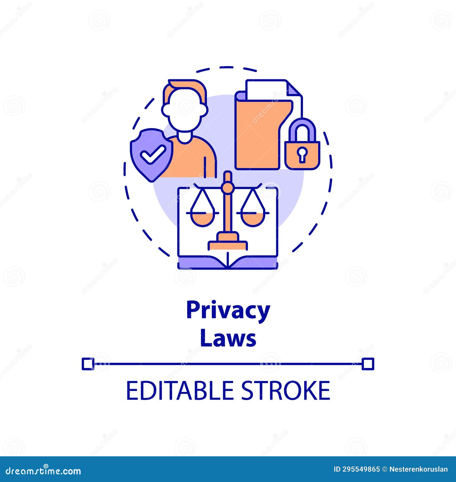 2D Thin Linear Icon Privacy Laws Concept Stock Vector - Illustration of ...